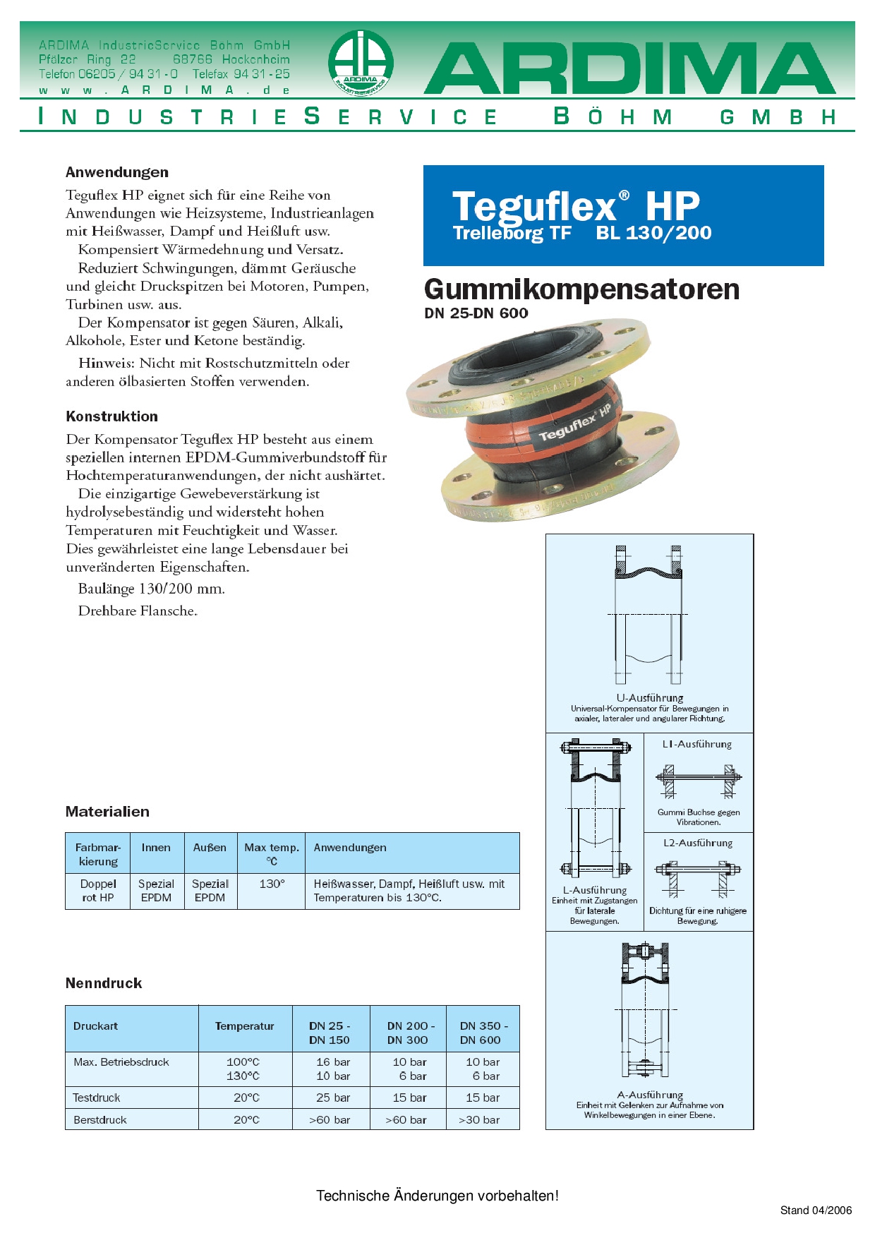 Kompensatoren - Ardima - Industrieservice Böhm GmbH